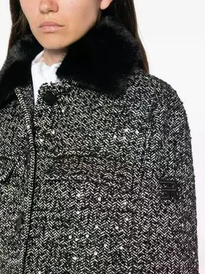 ERMANNO FIRENZE Sequin-embellished Herringbone Jacket