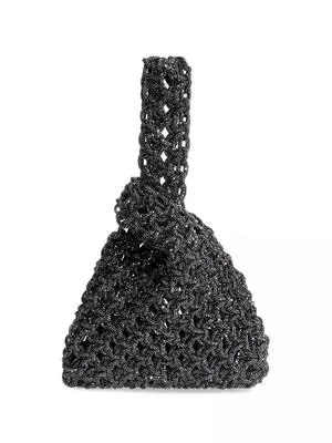 HIBOURAMA Niky Crystal-embellished Woven Clutch Bag - Grey