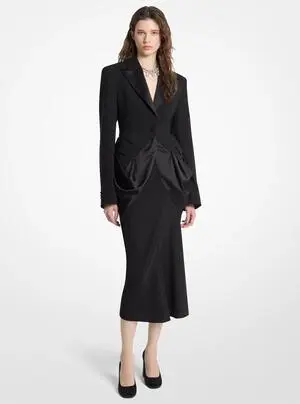 Michael Kors Stretch Wool Draped Tuxedo Blazer In Size By