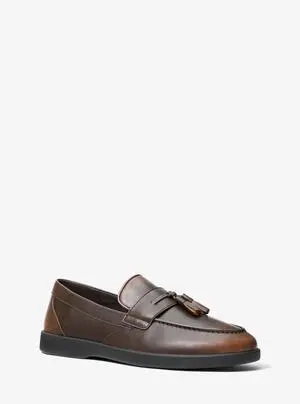 Michael Kors Wesley Tassel Burnished Leather Loafer In Size By