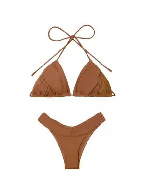 ELEGANCIA Mimi Gathered Halterneck Bikini - Brown
