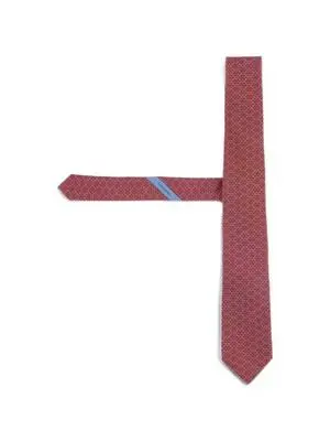 FERRAGAMO Gancini-pattern Silk Tie - Red
