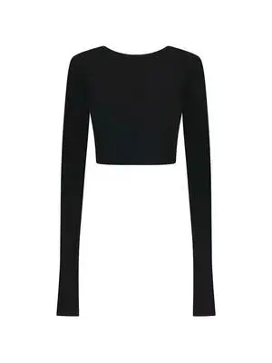 Andamane Lia Long-sleeve Crop Top - Black