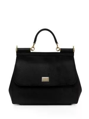 Dolce & Gabbana Large Sicily Handbag In Dauphine Calfskin - Black
