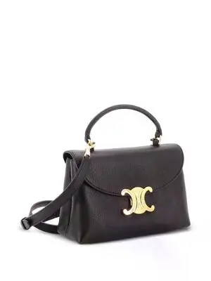 Celine Nino Leather Satchel Top Handle Bag - Black