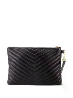 Saint Laurent Matelassé Chevron Clutch - Black