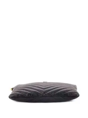 Saint Laurent Matelassé Chevron Clutch - Black