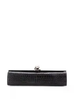 Saint Laurent Classic Monogram Tassel Crocodile Embossed Leather Medium Crossbody Bag