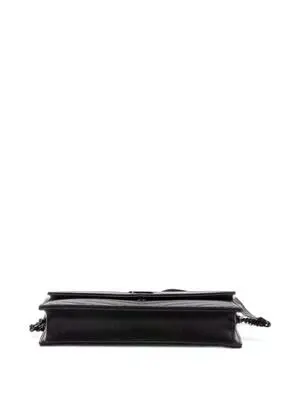 Saint Laurent Classic Monogram Wallet On Chain Matelasse Chevron Leather Small Crossbody Bag - Black