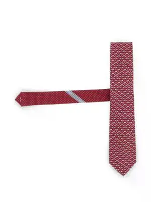 FERRAGAMO Geometric-print Silk Tie - Red