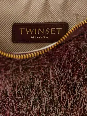 TWINSET Frayed Crescent Tote Bag