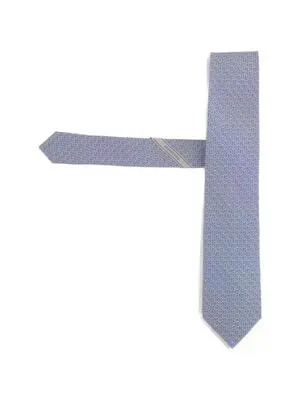 FERRAGAMO Gancini-print Silk Tie - Blue