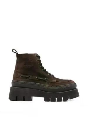 SUMMERY COPENHAGEN Suede Platform Ankle Boots - Brown