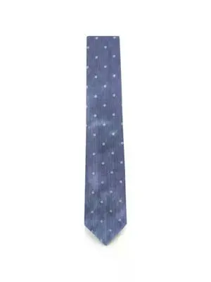TOM FORD Polka-dot Ribbed-knit Silk Neck Ties - Blue