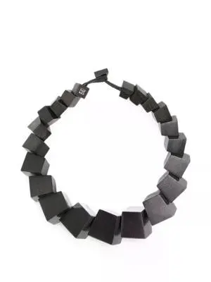 MONIES Aether Geometric Wood Necklace - Black