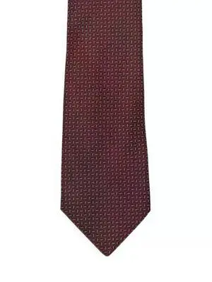 Canali Micro-pattern Silk Tie - Red