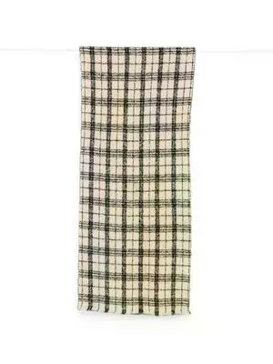Destin Check-pattern Frayed-edge Scarf - Neutrals