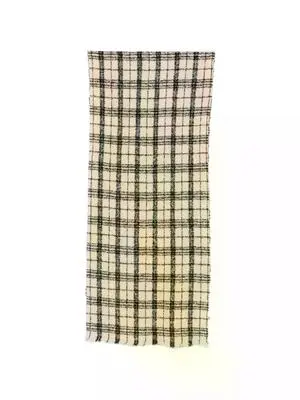 Destin Check-pattern Frayed-edge Scarf - Neutrals