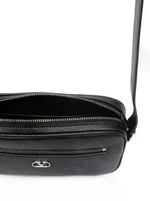 Valentino Garavani Vlogo Signature Leather Shoulder Bag - Black