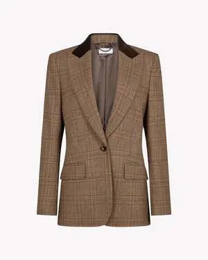 Serena Bute Wool Tweed Fitted Single Breasted Blazer