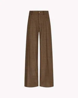 Serena Bute Wool Tweed Straight Leg Trouser - Brown