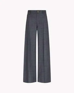 Serena Bute Wool Tweed Straight Leg Trouser - Navy