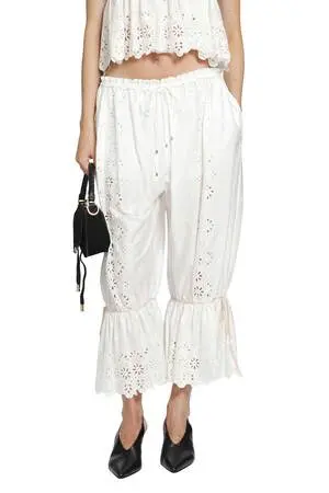 Chloé Cotton Fluid Drawstring Trousers - White