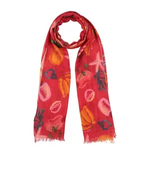 Farm Rio Colorful Flannel Scarf - Red