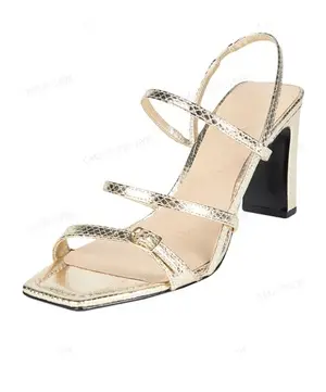 MAXCO. Snakeprint Metallic Heel Sandals