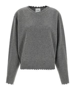 NUDE Fringed Hem Sweater - Gray