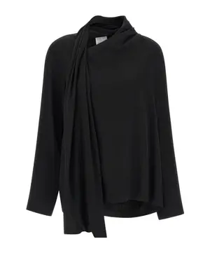 NUDE Draped Panel Blouse - Black