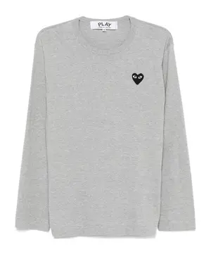 Play Comme Des Garcon Heart-patch T-shirt - Gray