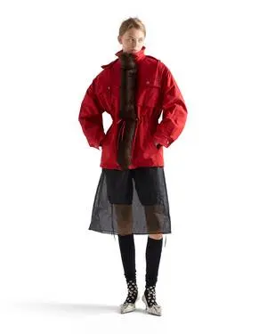 Prada Technical Fabric Parka With Shearling Trim