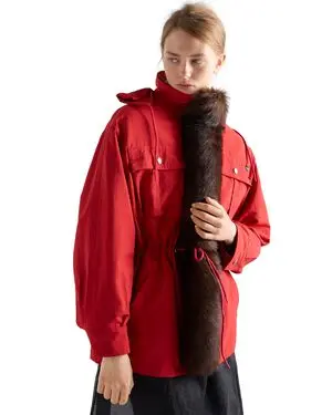 Prada Technical Fabric Parka With Shearling Trim