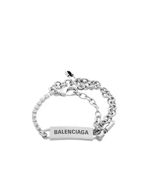 Balenciaga Logo Engraved Diy Bracelet - Silver