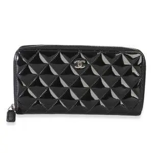 Chanel Quilted Patent Zip Around Wallet