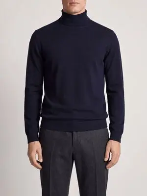 ROBERTO COLLINA Extrafine Merino Wool Roll Neck - Blue