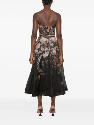 Zimmermann Valiant Linen And Silk Midi Dress - Black