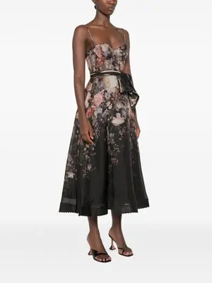 Zimmermann Valiant Linen And Silk Midi Dress - Black