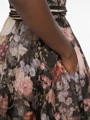Zimmermann Valiant Linen And Silk Midi Dress - Black