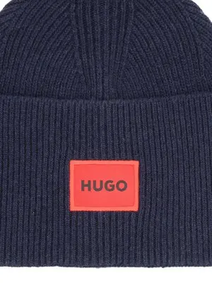 Hugo Ribbed Beanie - Blue