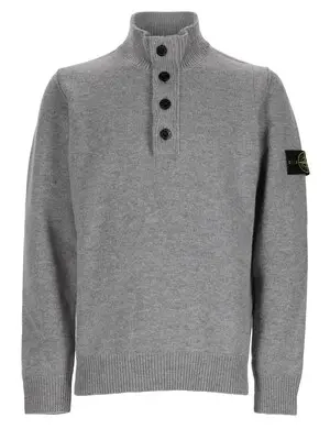 Stone Island Maglia Con Bottoni E Patch Logo
