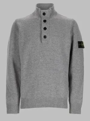 Stone Island Maglia Con Bottoni E Patch Logo