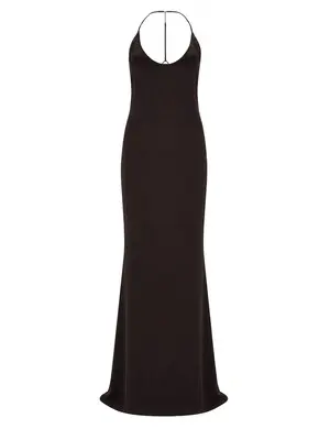 TOM FORD Abito Lungo In Satin Di Seta - Brown