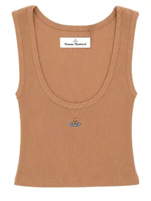 VIVIENNE WESTWOOD Tank Top Con Logo - Brown