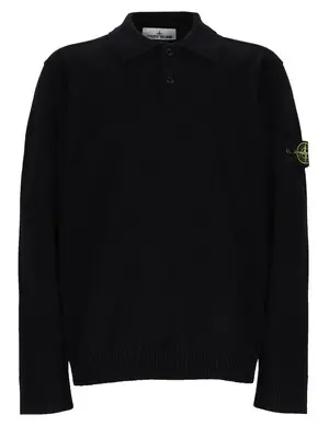 Stone Island Polo In Maglia Con Patch Logo
