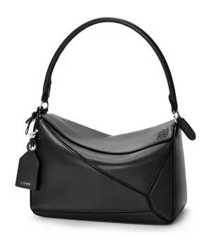 Loewe Medium Leather Featherlight Puzzle Top-handle Bag - Black