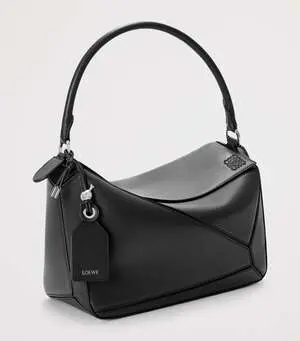Loewe Medium Leather Featherlight Puzzle Top-handle Bag - Black