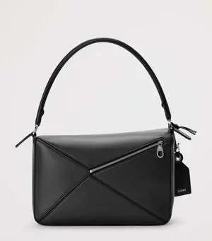 Loewe Medium Leather Featherlight Puzzle Top-handle Bag - Black
