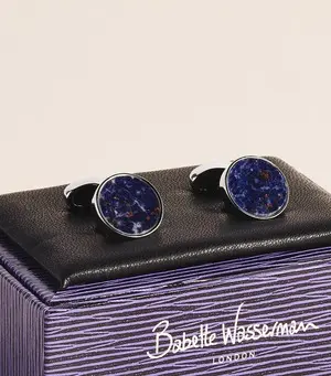 BABETTE WASSERMAN LONDON Rhodium-plated Sodalite Deco Cufflinks